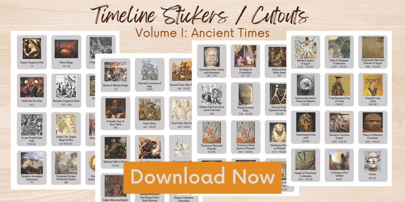 Timeline Stickers Cut Outs Printable Digital Story of the World Ancient ...