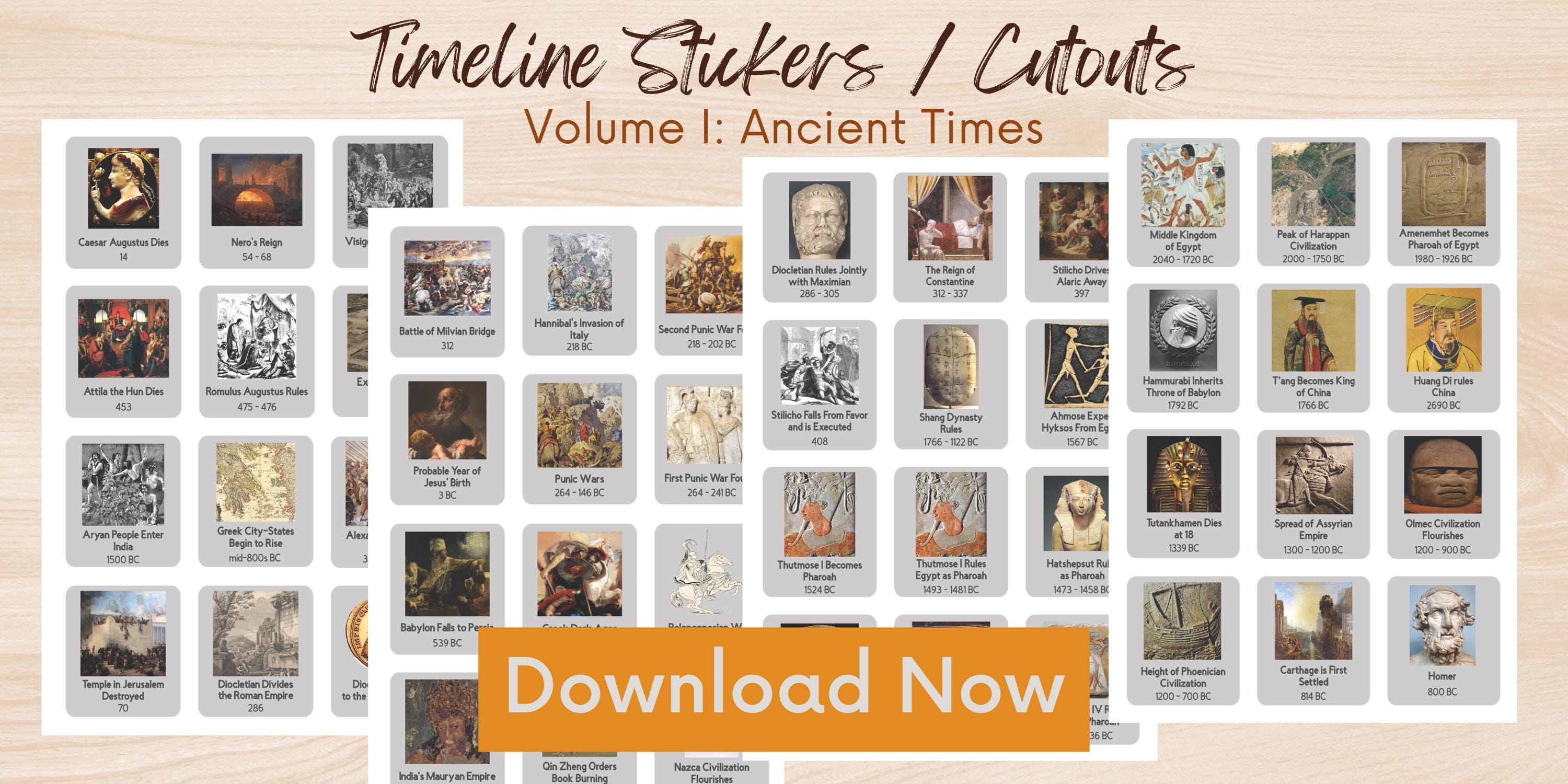 Timeline Stickers Cut Outs Printable Digital Story of the World Ancient ...