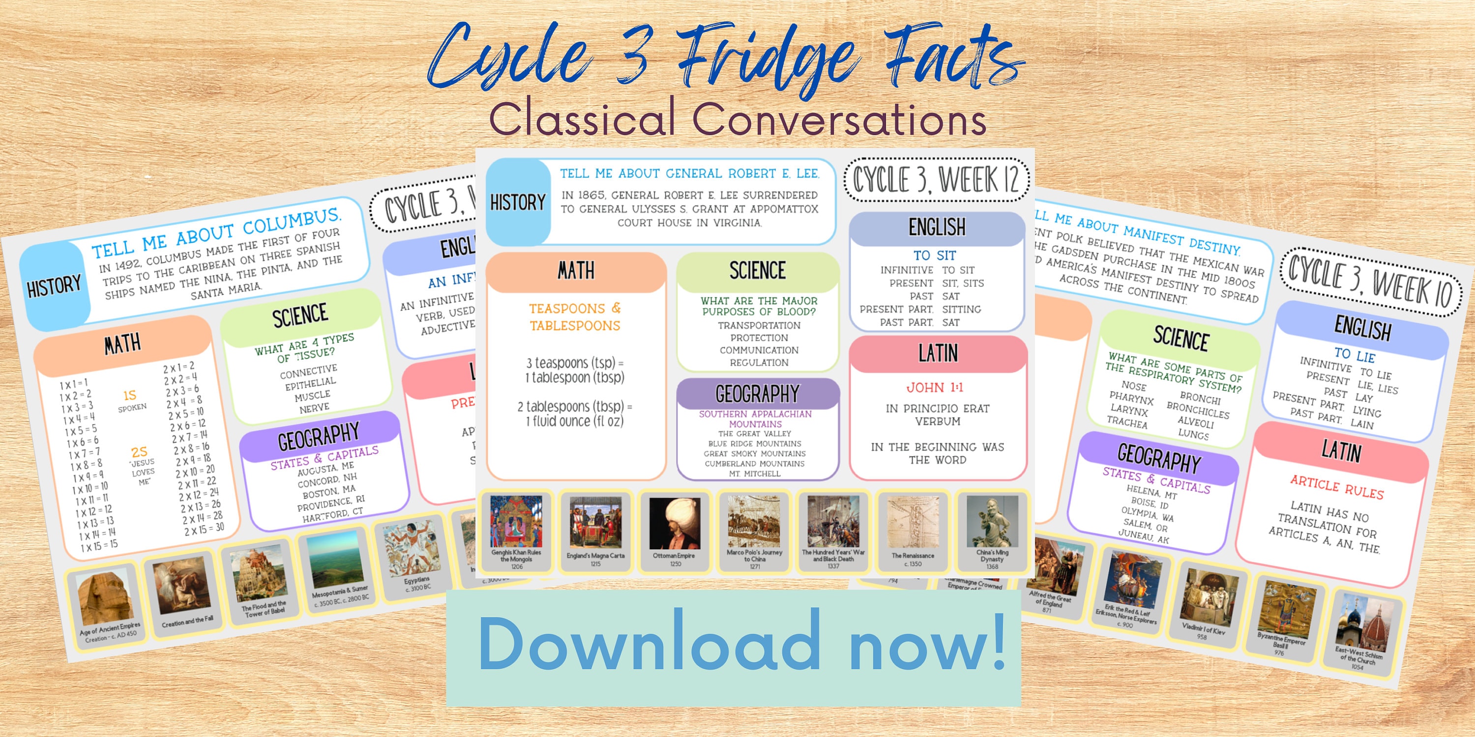 Classical Conversations Full Page Fridge Facts Memory Work Display ...