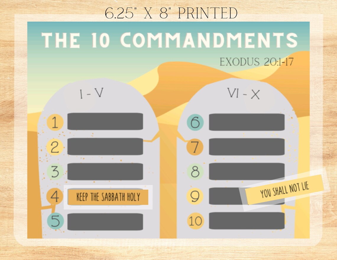 Ten Commandments Worksheet Catholic & Protestant Sunday School ...