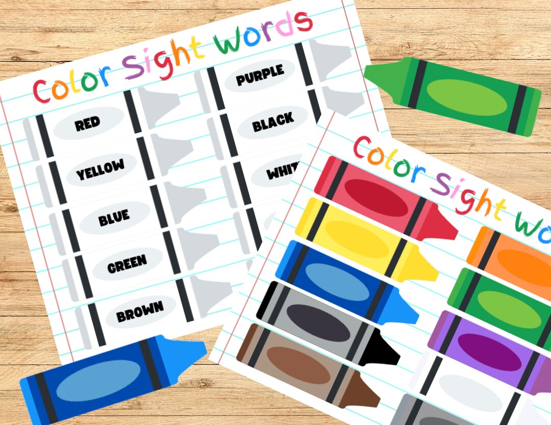Color Sight Words Learning Cutout Game Printable PDF Early Readers - Etsy