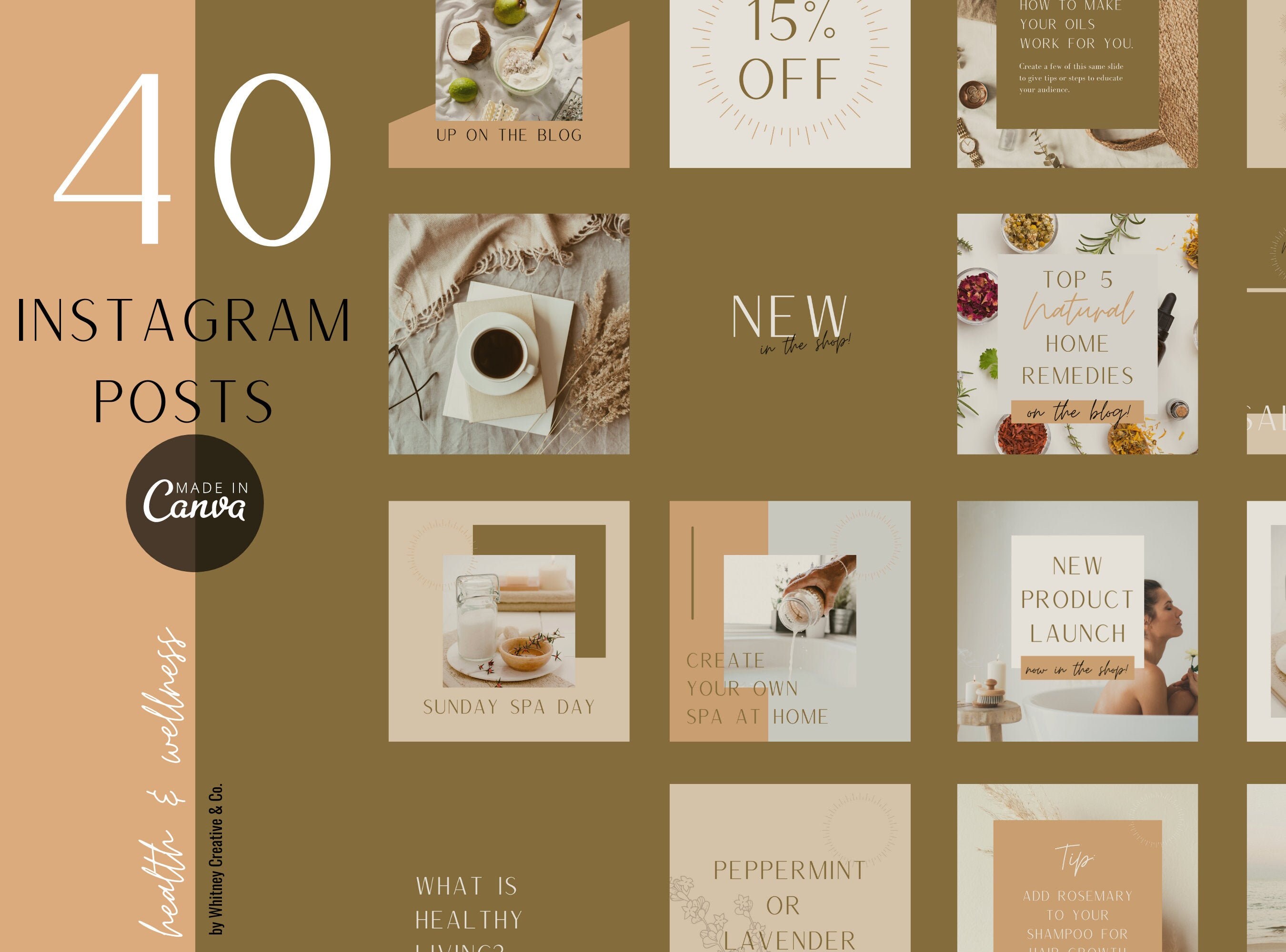 40 Instagram Post Canva Templates Health & Wellness Shops | Etsy