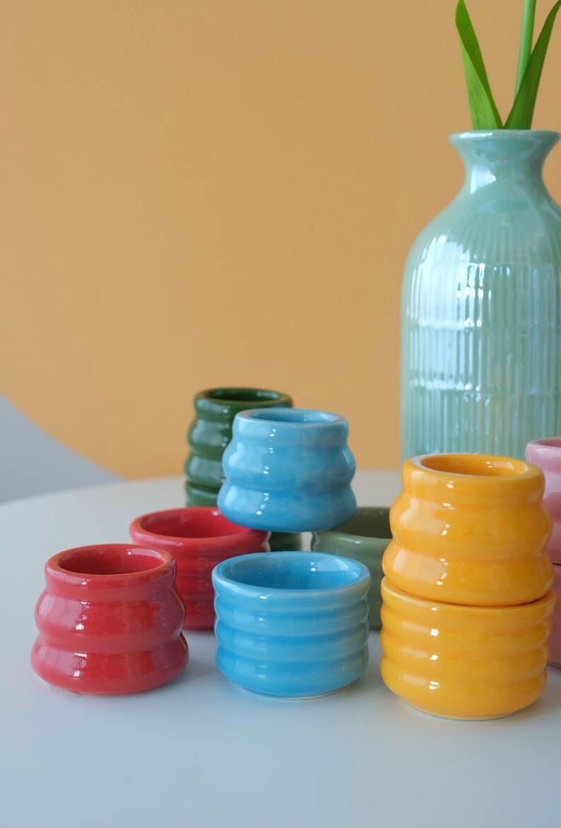 Handmade Wave Ceramic Espresso Cups Set | Unique Coffee Lover Gift - Etsy