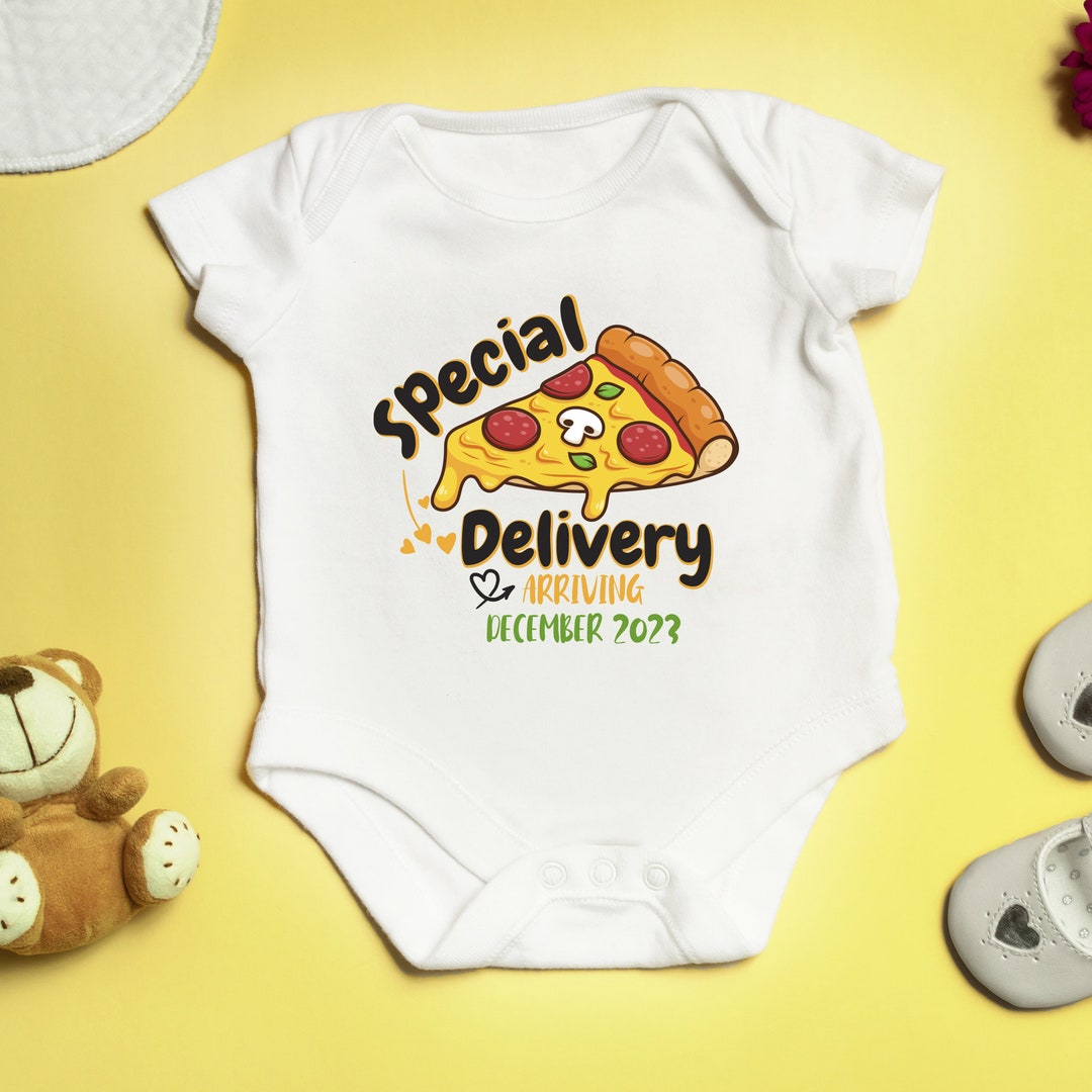 Special Pizza Delivery Baby Announcement, Coming Soon Baby Bodysuit for ...