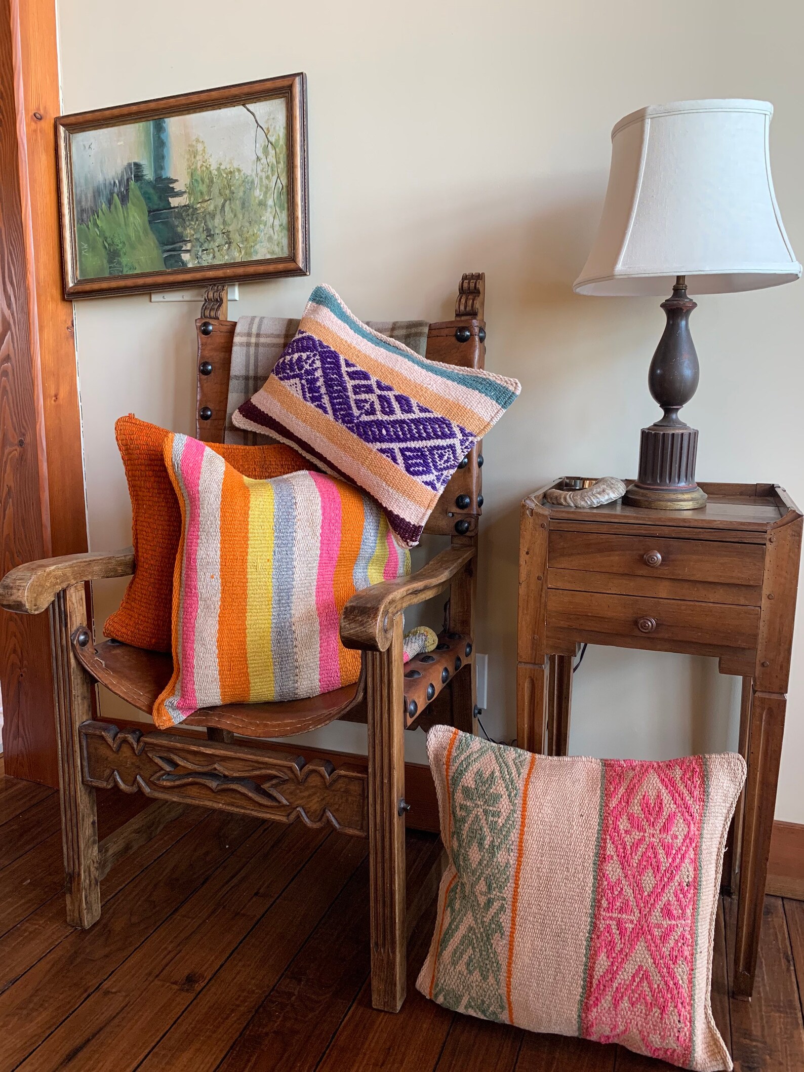 Peruvian Colorful Lumbar Pillow for Couch, Boho Throw Pillow ...