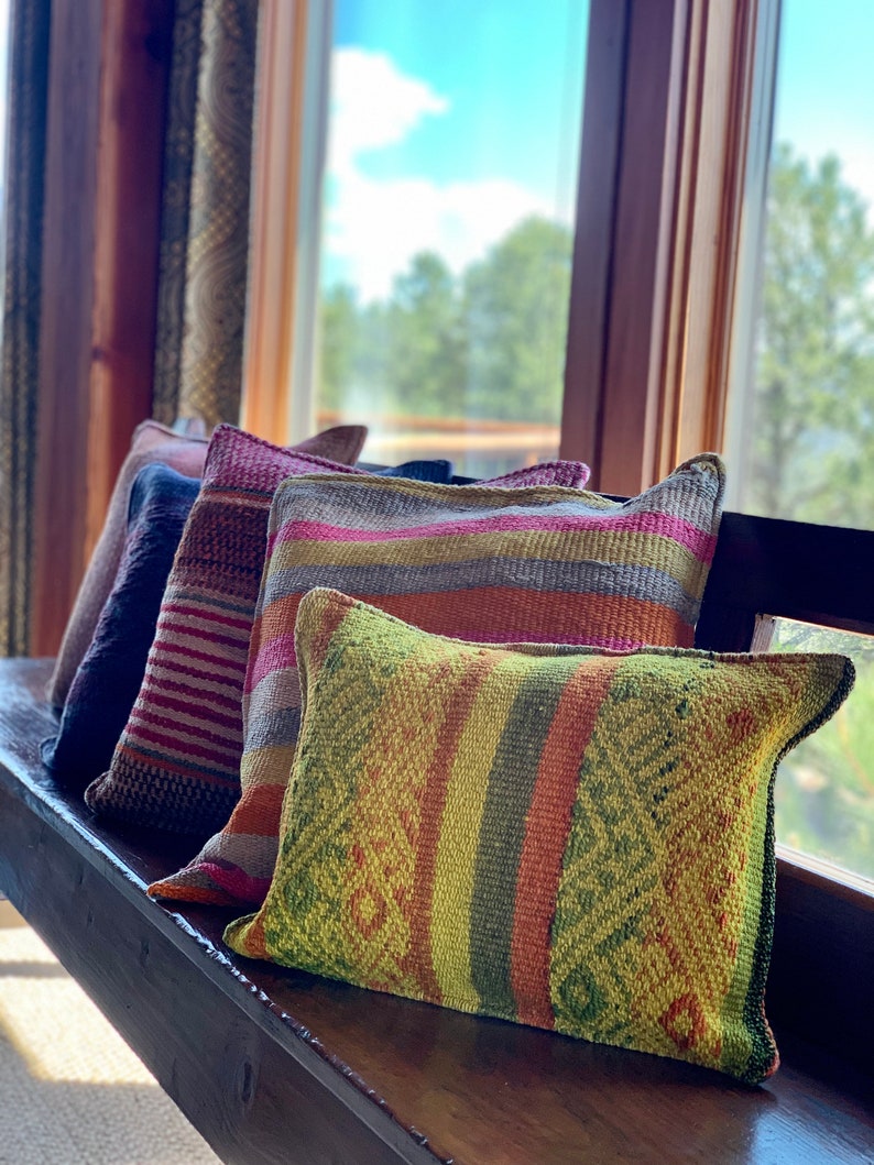 Peruvian Colorful Lumbar Pillow for Couch, Boho Throw Pillow ...