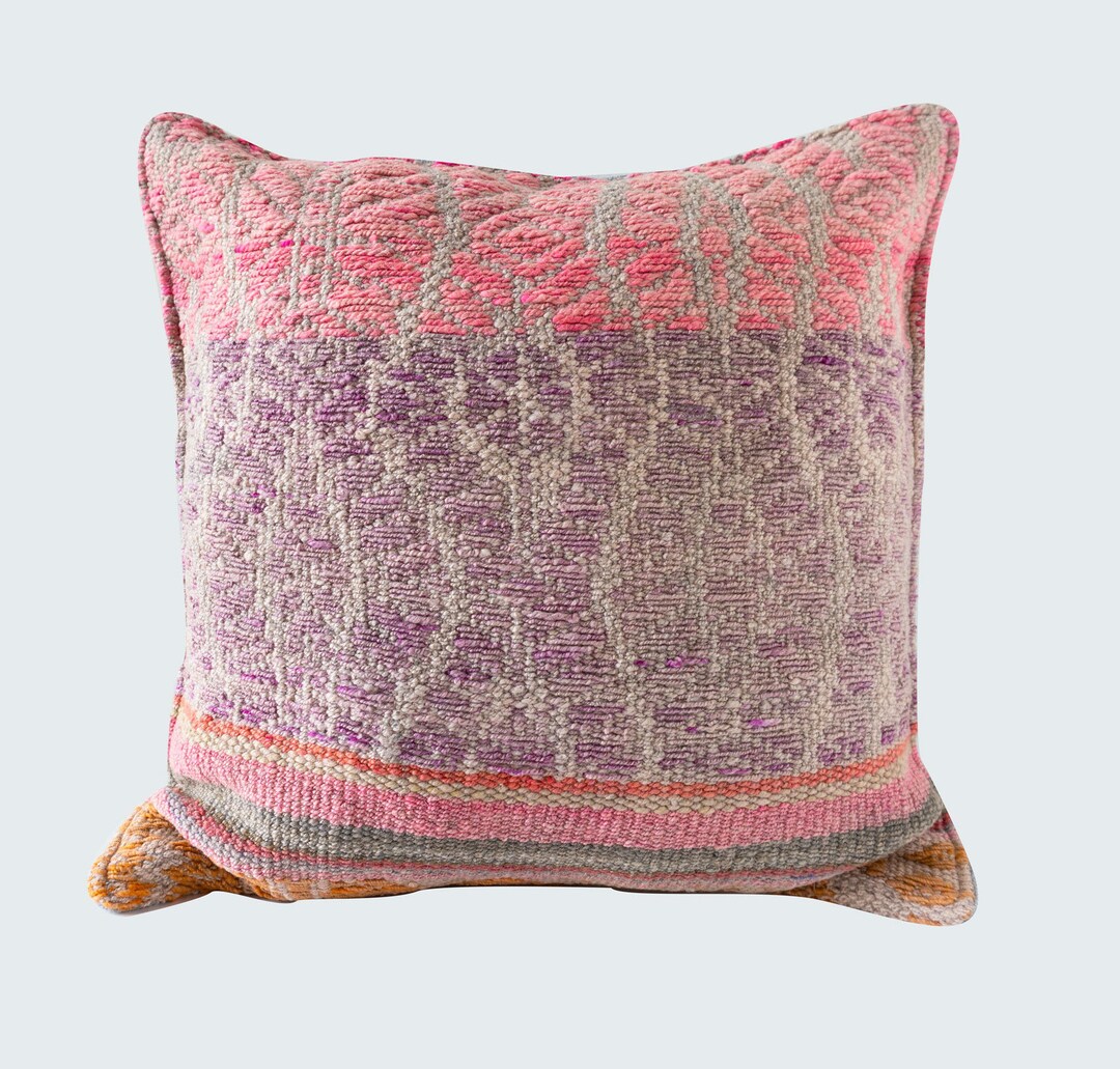 Koralle Vintage Dekokissenbezug, handgewebte Wolle Boho, dekorative ...