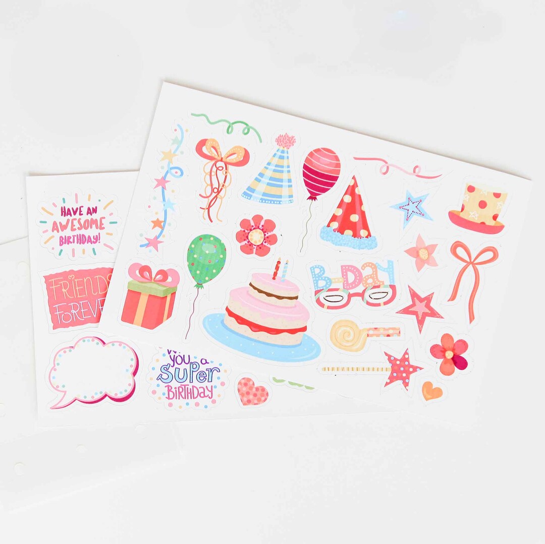 Eco-friendly Happy Birthday Sticker Sheets for Kids Girls. - Etsy