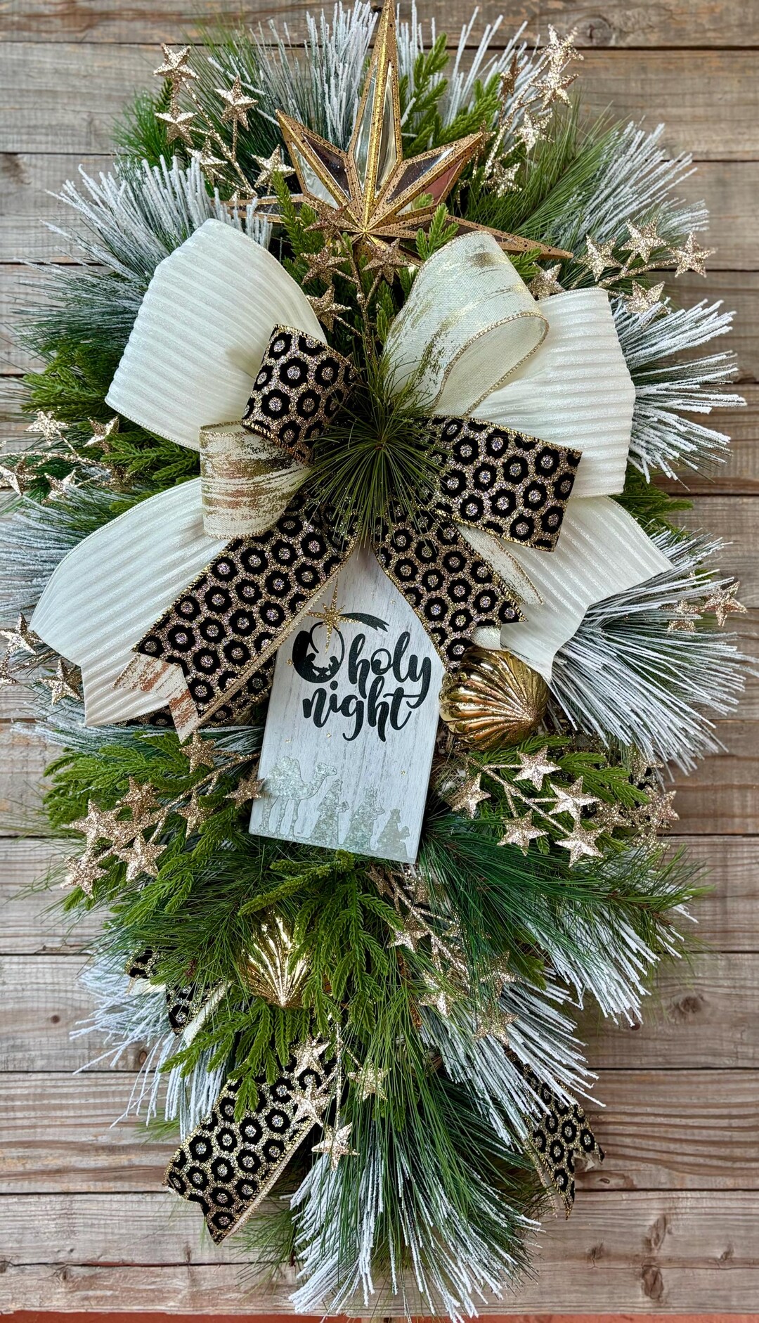Religious Christmas Swag, Rustic Manger Scene, O Holy Night Decor - Etsy