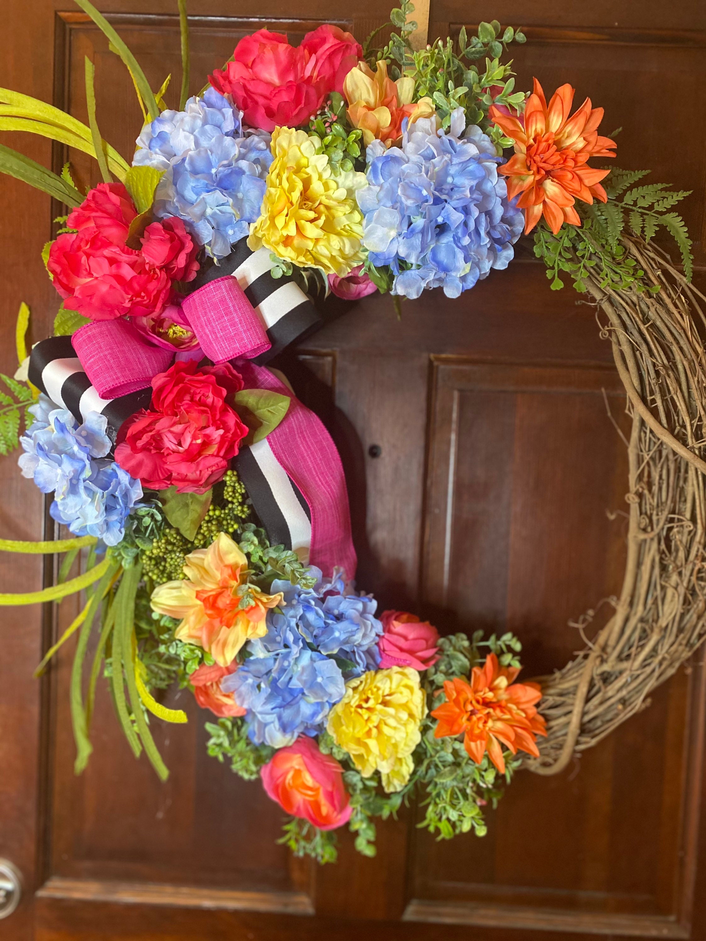 Large Vibrant colorful wreath Bright colored designer | Etsy