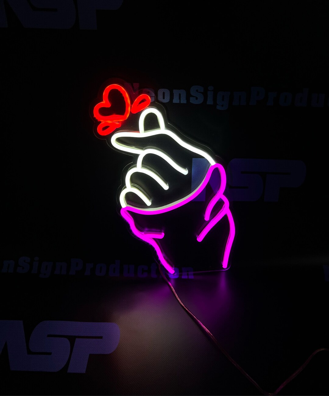 Finger Heart Neon Signs,custom Neon Sign Wall Decor,neon Light Led for ...