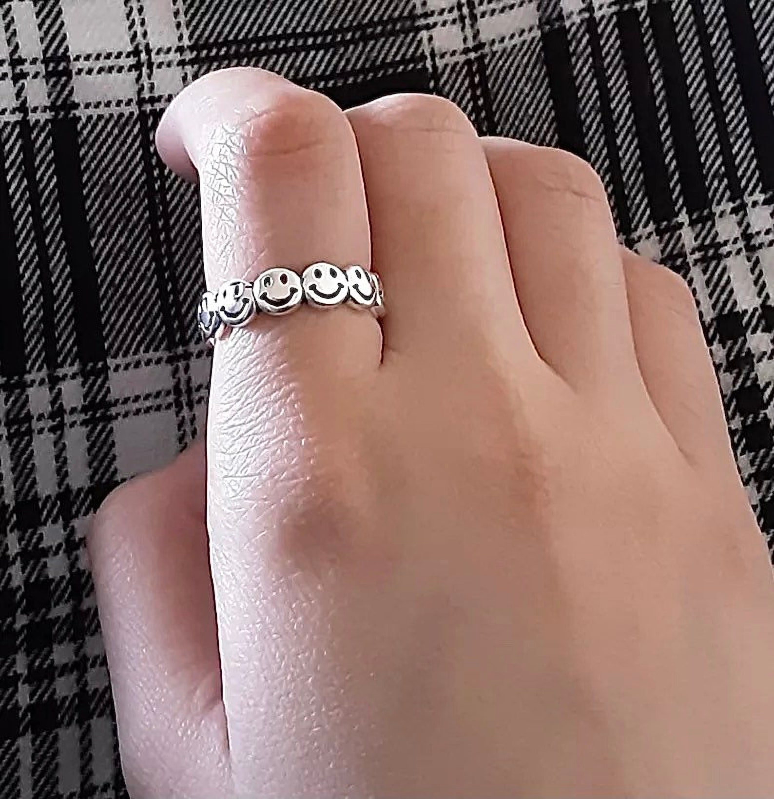 Silver Smiley Face Ring 925 Sterling Silver Grunge Emo Ring - Etsy