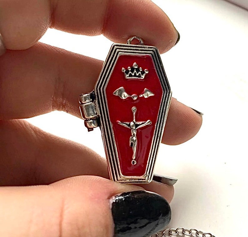 Coffin Locket Necklace Vampire Pendant Unique Necklace - Etsy