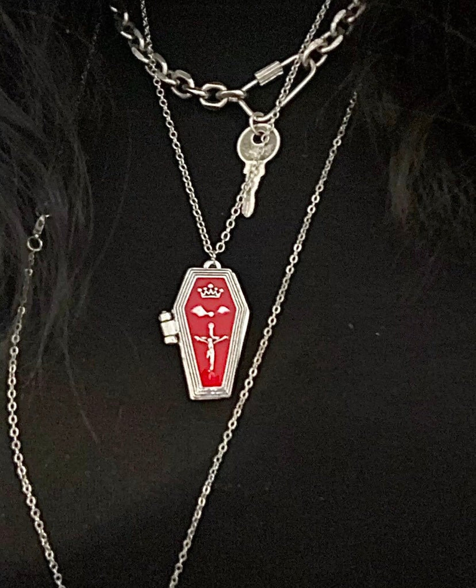 Coffin Locket Necklace Vampire Pendant Unique Necklace - Etsy