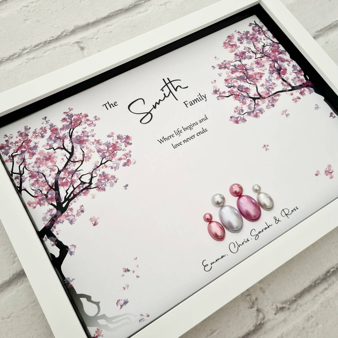 Personalised Family Pebble Frame, Christmas Frame Gift, Family Framed ...