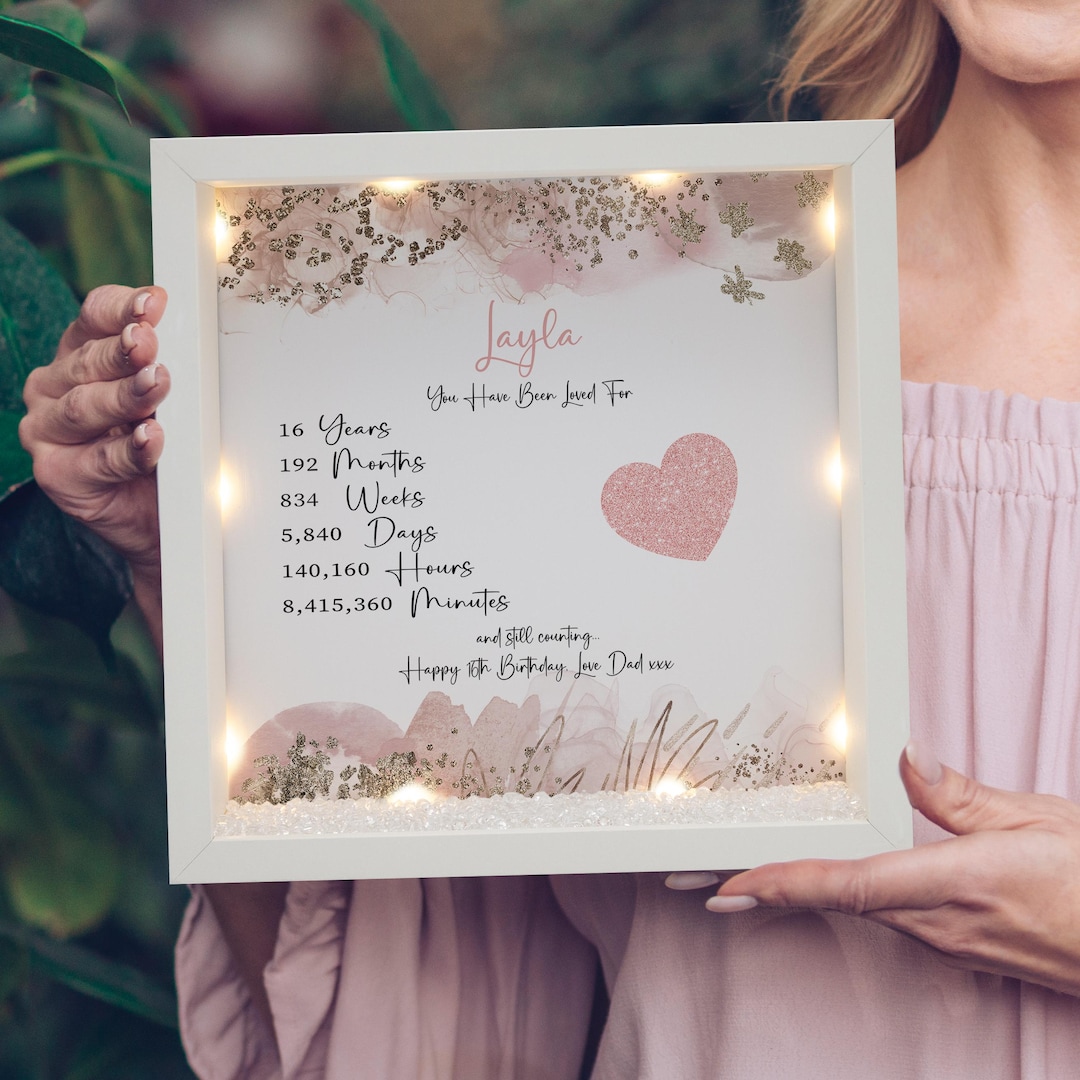 16th Birthday Gift for Her, Personalised 16th Birthday Frame Gift, 16th ...