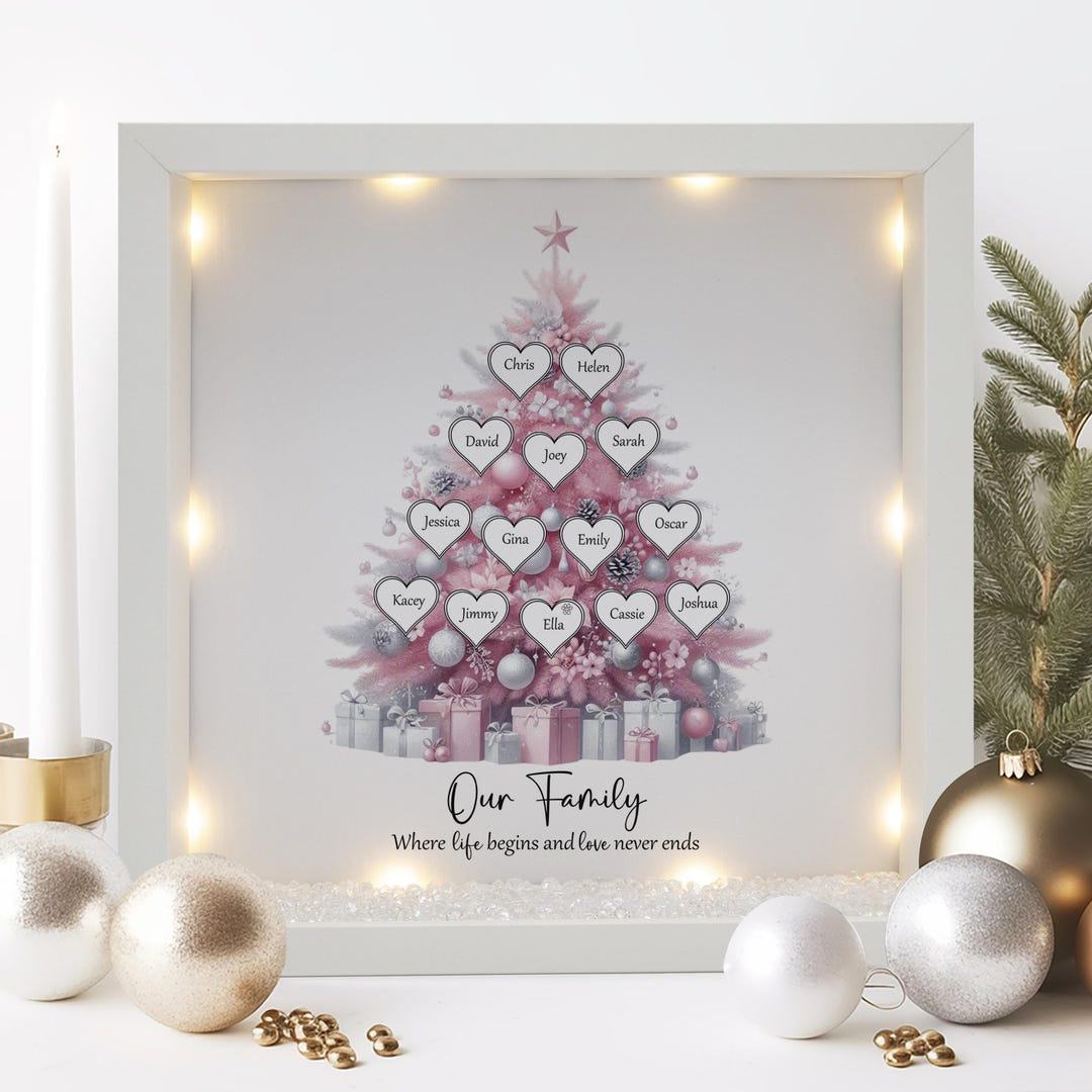 Personalised Christmas Family Tree Frame Gift - Family Tree Print, Gift ...