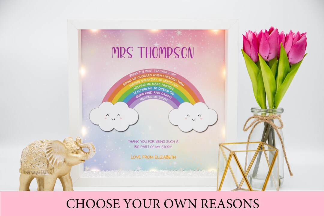 Personalised Thank You Teacher Gift, Teacher Rainbow Gift, Personalise ...