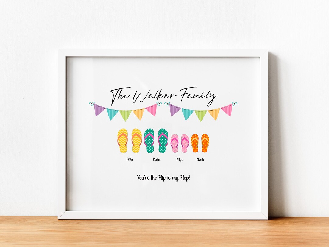 Personalised Flip Flop Family Print, Flip Flop Frame, Flip Flop Family ...