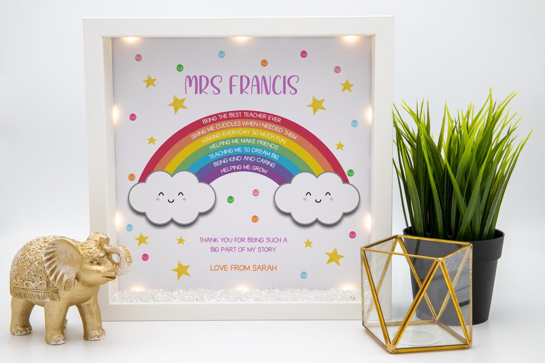 Personalised Thank You Teacher Gift, Teacher Rainbow Gift, Personalise ...