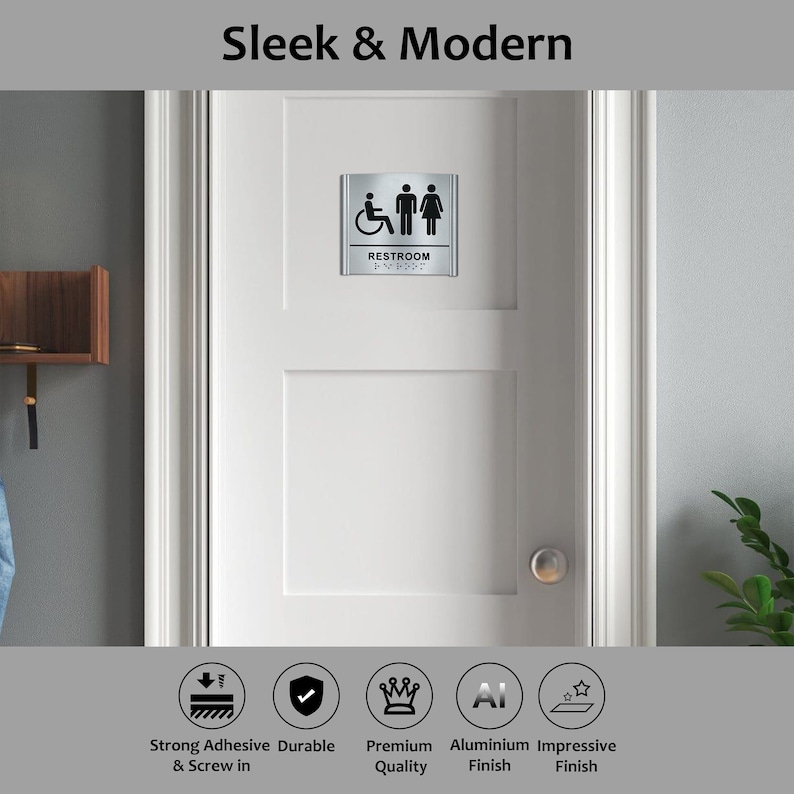 Large Aluminum 3D Restroom Sign With Braille Tape or Screw - Etsy