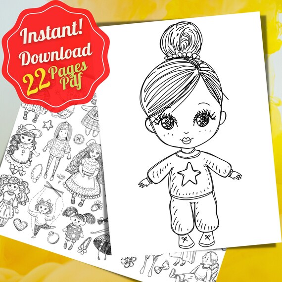 Doll Coloring Page Doll Coloring Book Printable Doll | Etsy