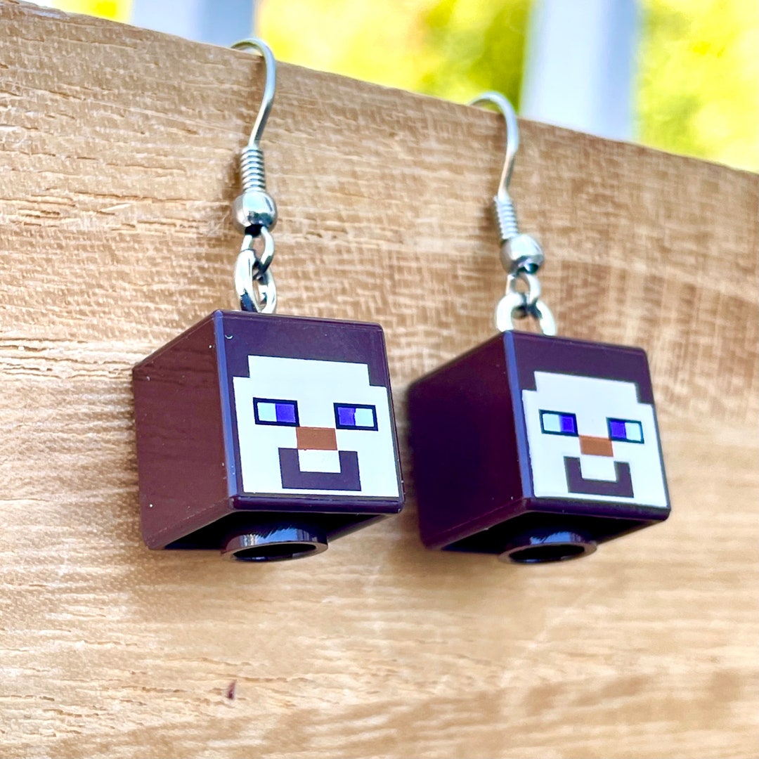 Steve Brick Earrings Minecraft Theme Hypoallergenic and Lightweight ...