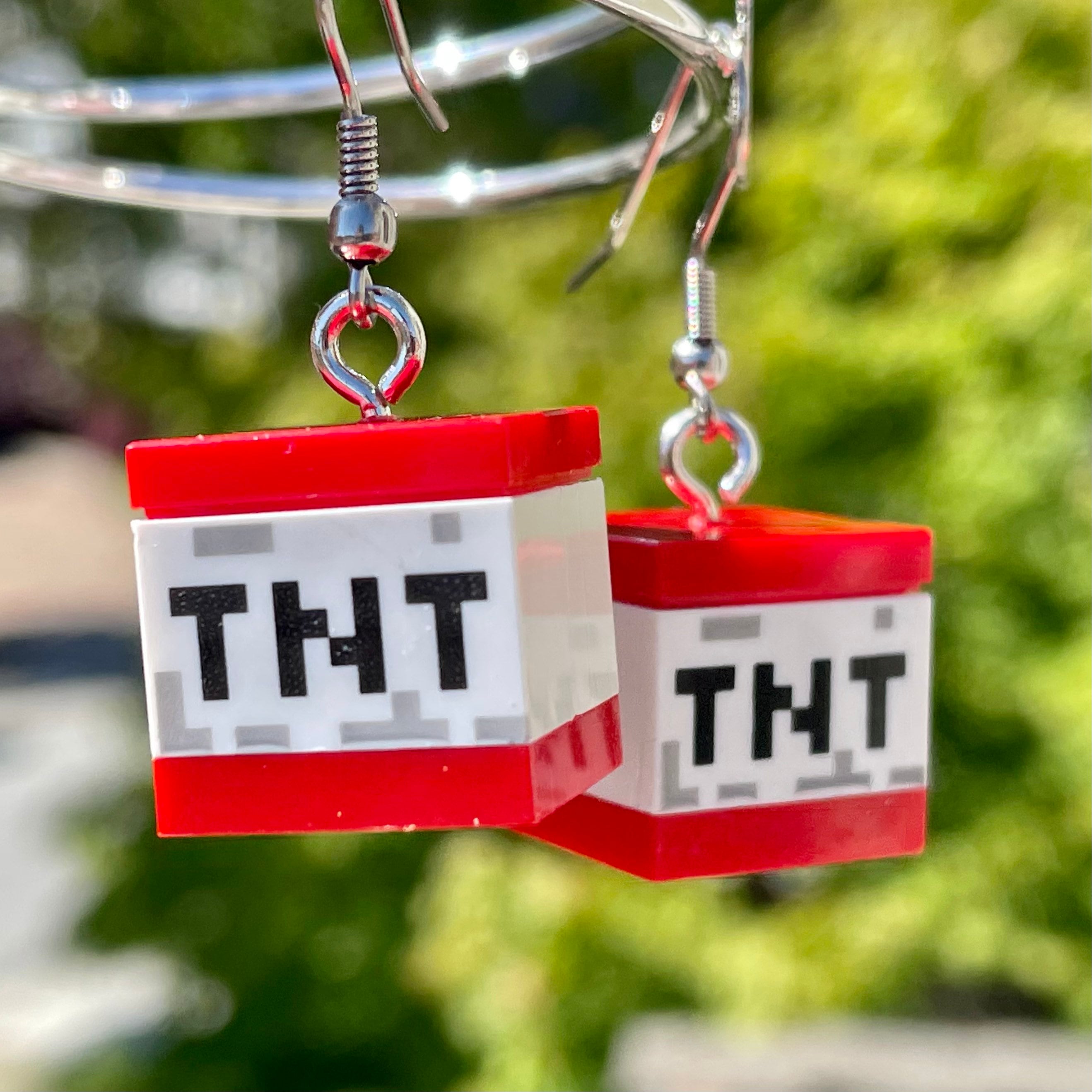 TNT Earrings Minecraft Theme Hypoallergenic and Lightweight Brick ...