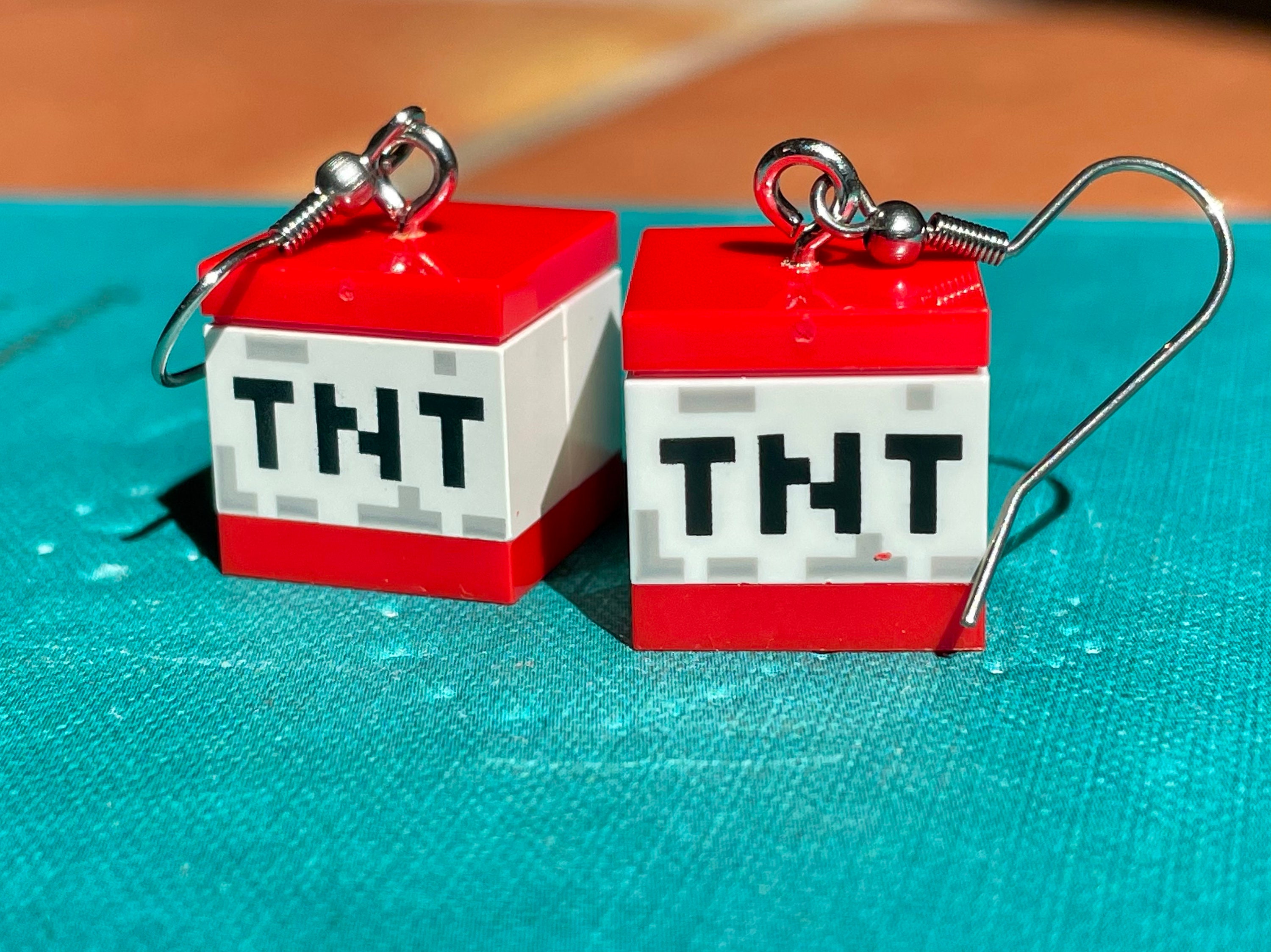 TNT Earrings Minecraft Theme Hypoallergenic and Lightweight Brick ...