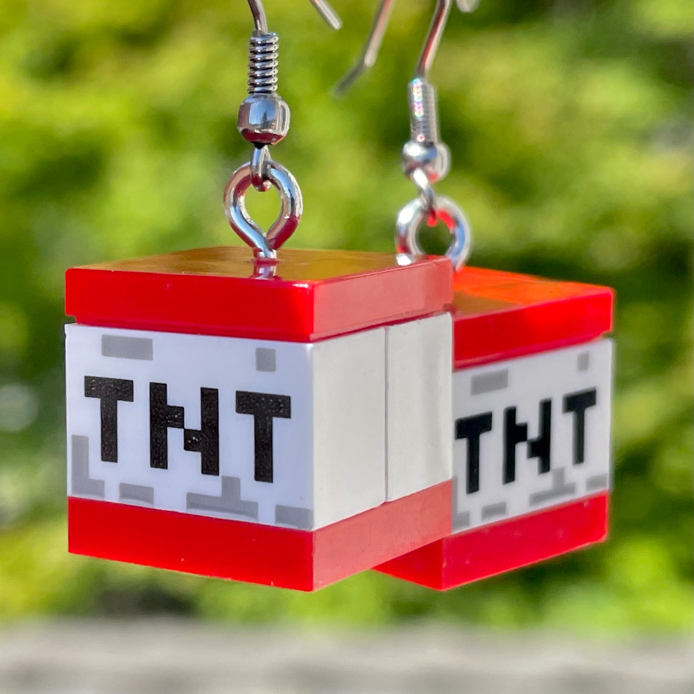 TNT Earrings Minecraft Theme Hypoallergenic and Lightweight Brick ...