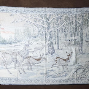 Vintage DT.C. Deer Winter Scene Tapestry Wall Hanging - Etsy