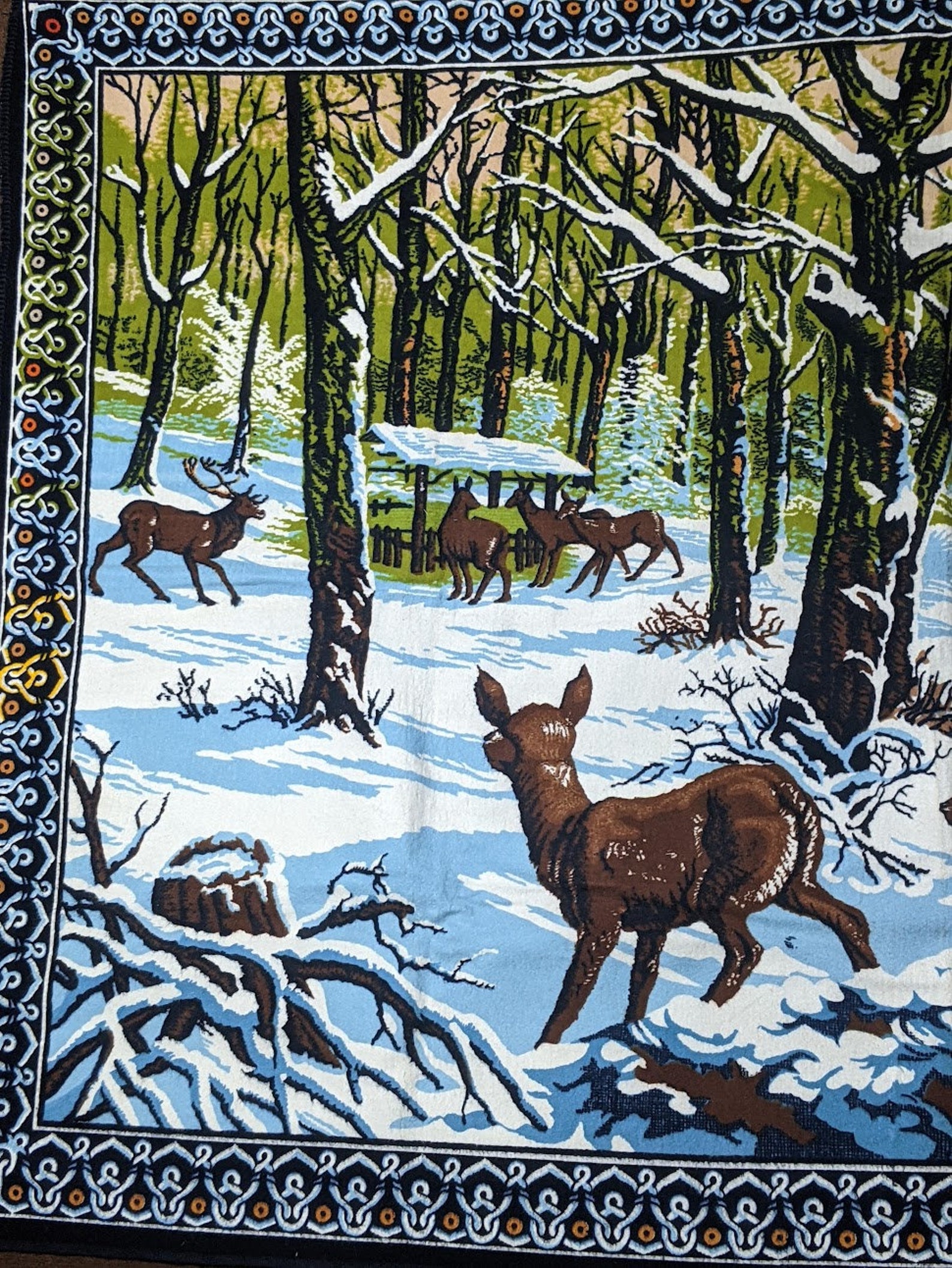 Vintage DT.C. Deer Winter Scene Tapestry Wall Hanging - Etsy