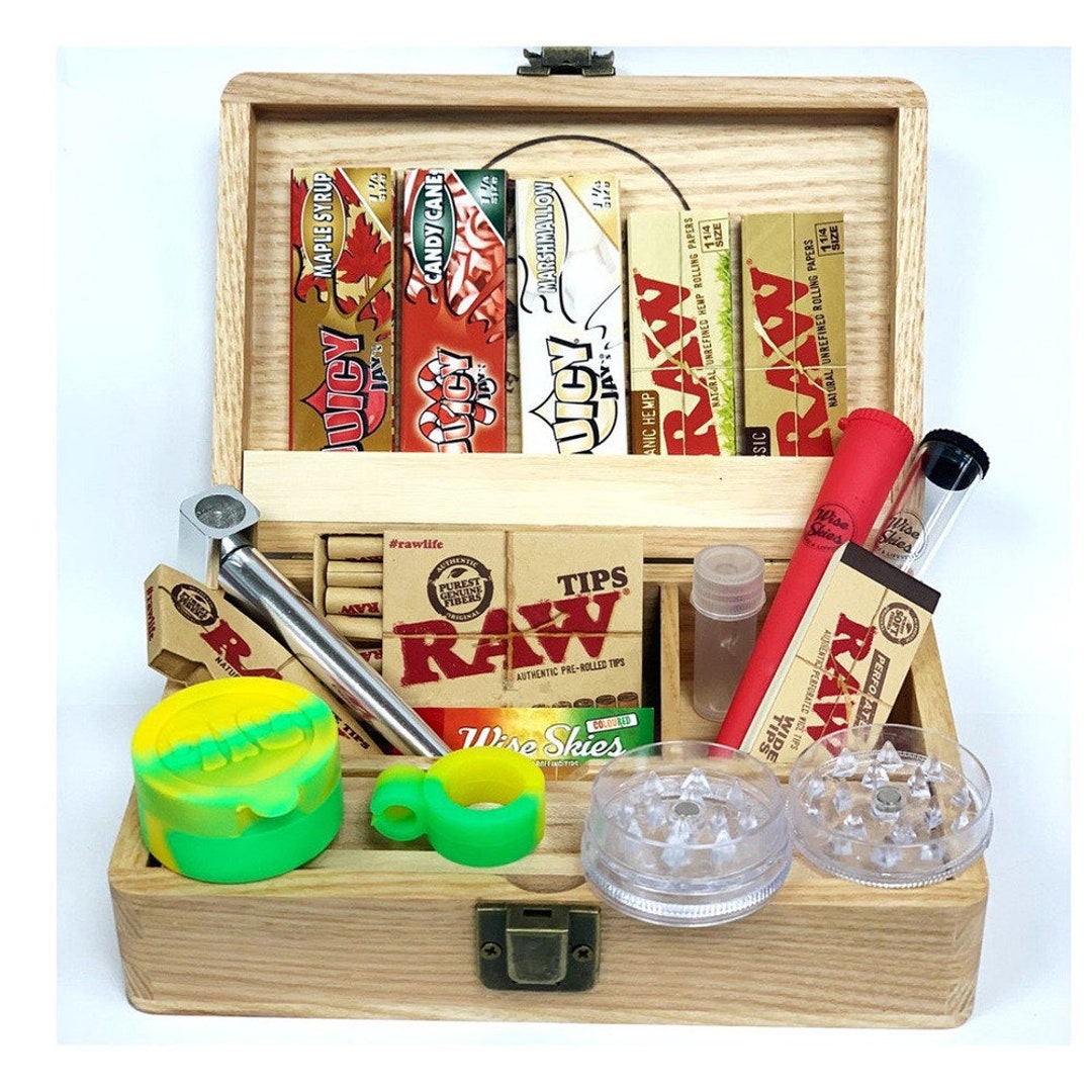 Wooden Roll Box Set: Juicy Jay + Raw Papers, Hand Miller - Etsy