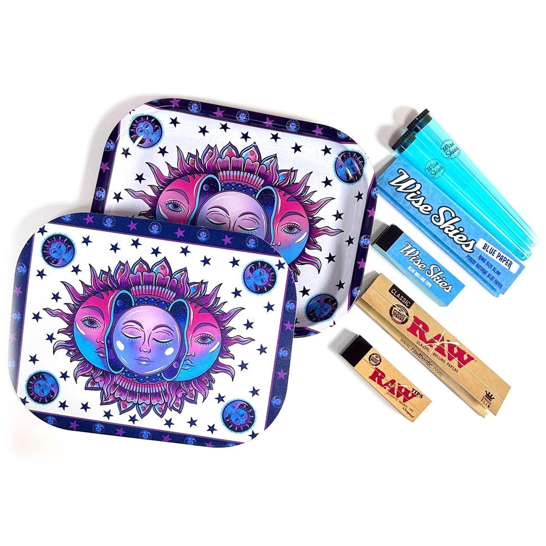 Hippy Rolling Tray Set Doob Tube Magnetic Cover Rolling Papers Tips ...