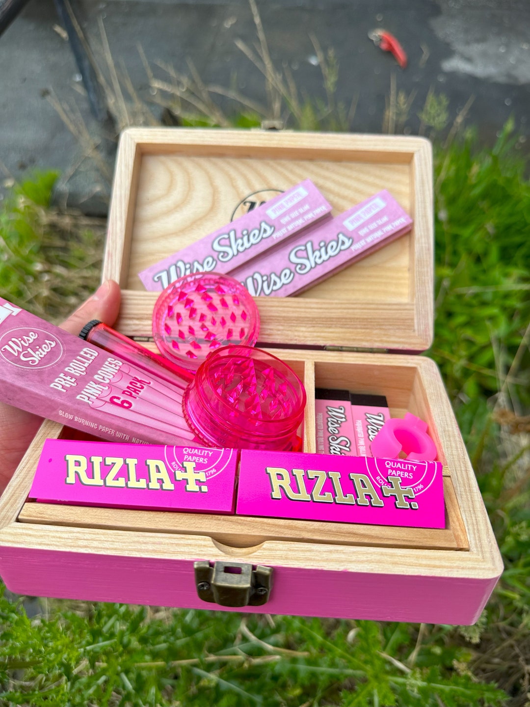 Pink Wooden Rolling Box Set: Custom Papers & Tips - Etsy