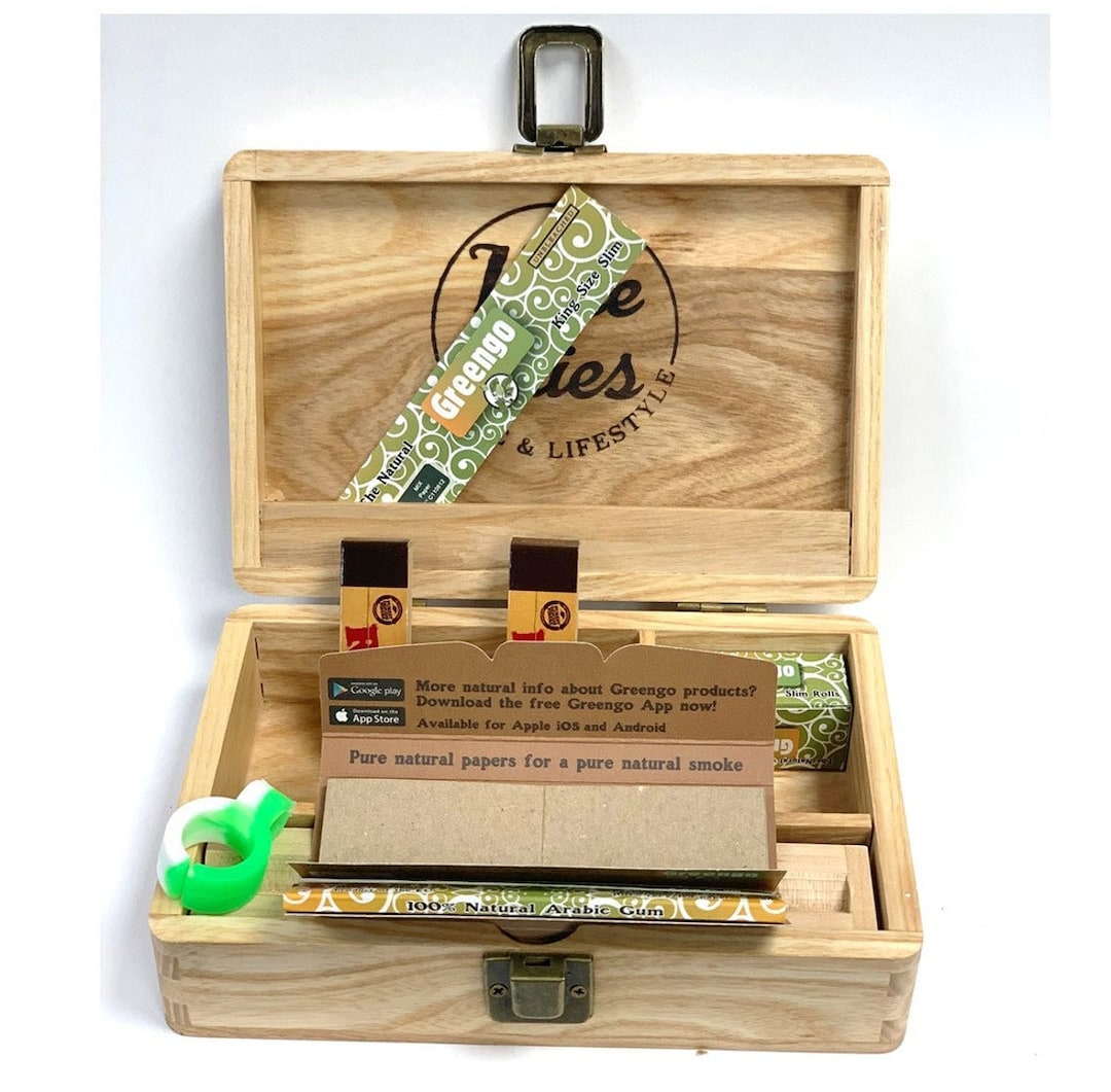 Wooden Rolling Box Set Greengo Rolling Paper / Rolls Rubber - Etsy