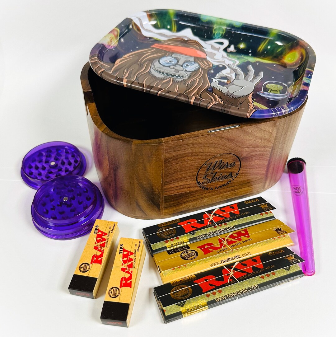 Trippa Rolling Box Set Raw Rolling Papers Wooden Stashbox Walnut ...