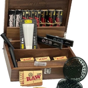 Walnut Handmade Wooden Rolling Box Set RAW Rolling Papers - Etsy