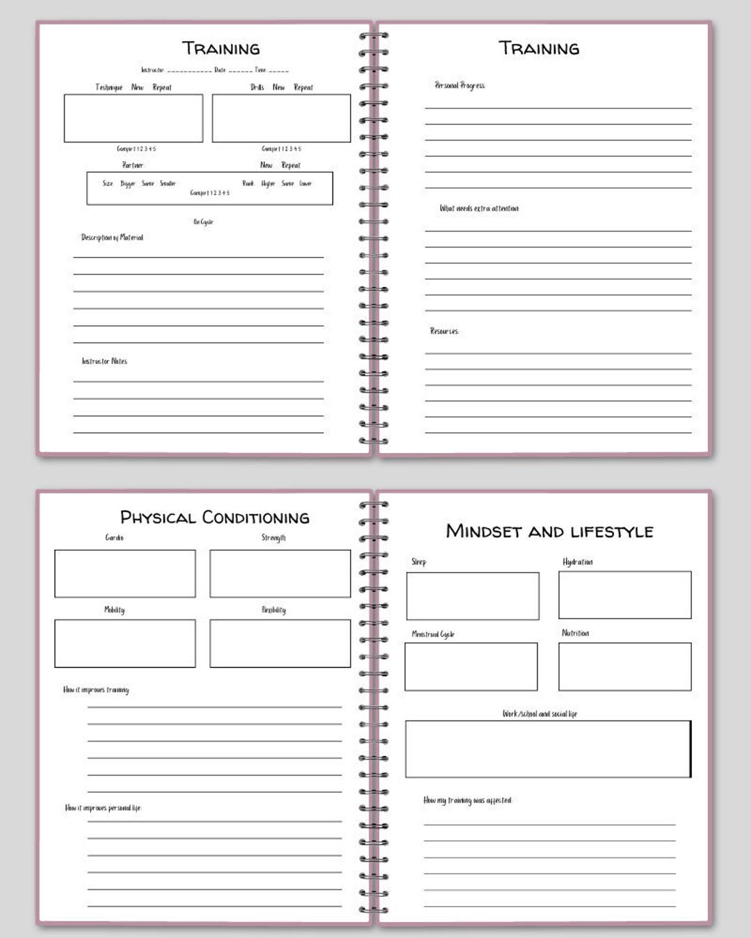 Martial Arts Journal for Women Spiral Bound Training Diary for Krav ...