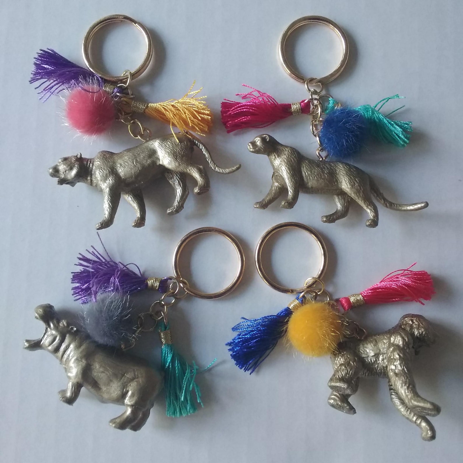 Gold Safari Animal Key Chain/fun and Funky Colorful Animal Key - Etsy