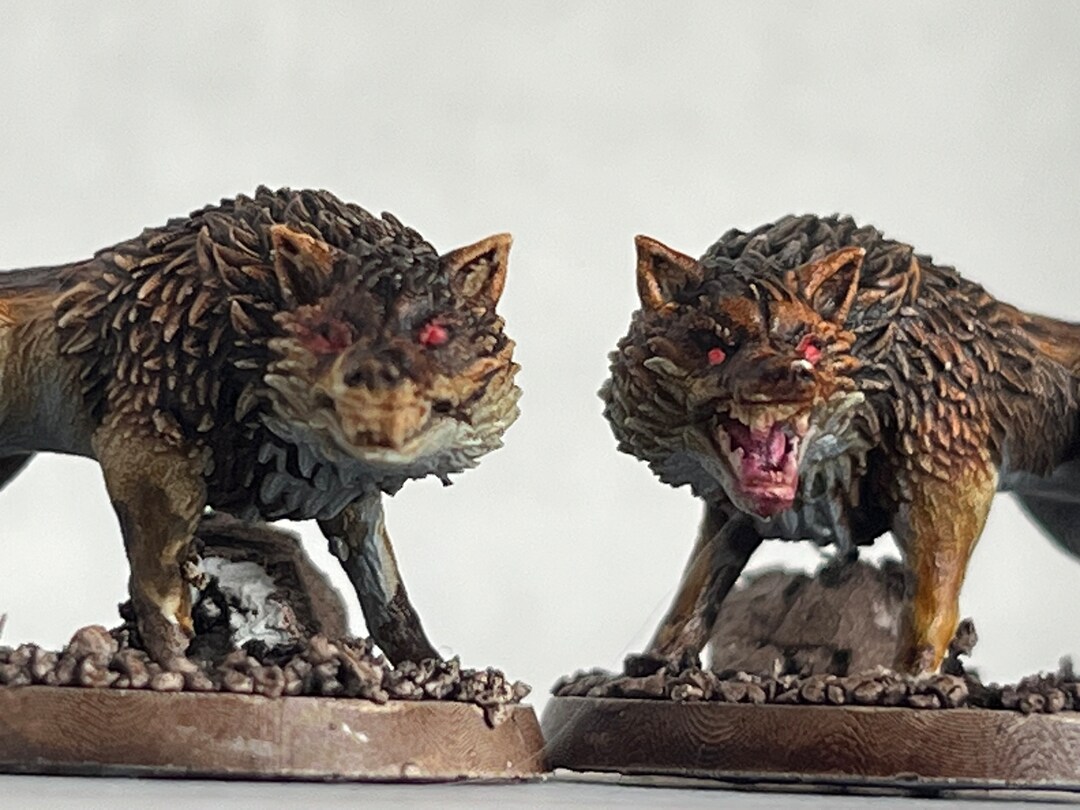 Wolf X2 DND Resin, 28mm Scale Dungeons & Dragons, Pathfinder Tabletop ...