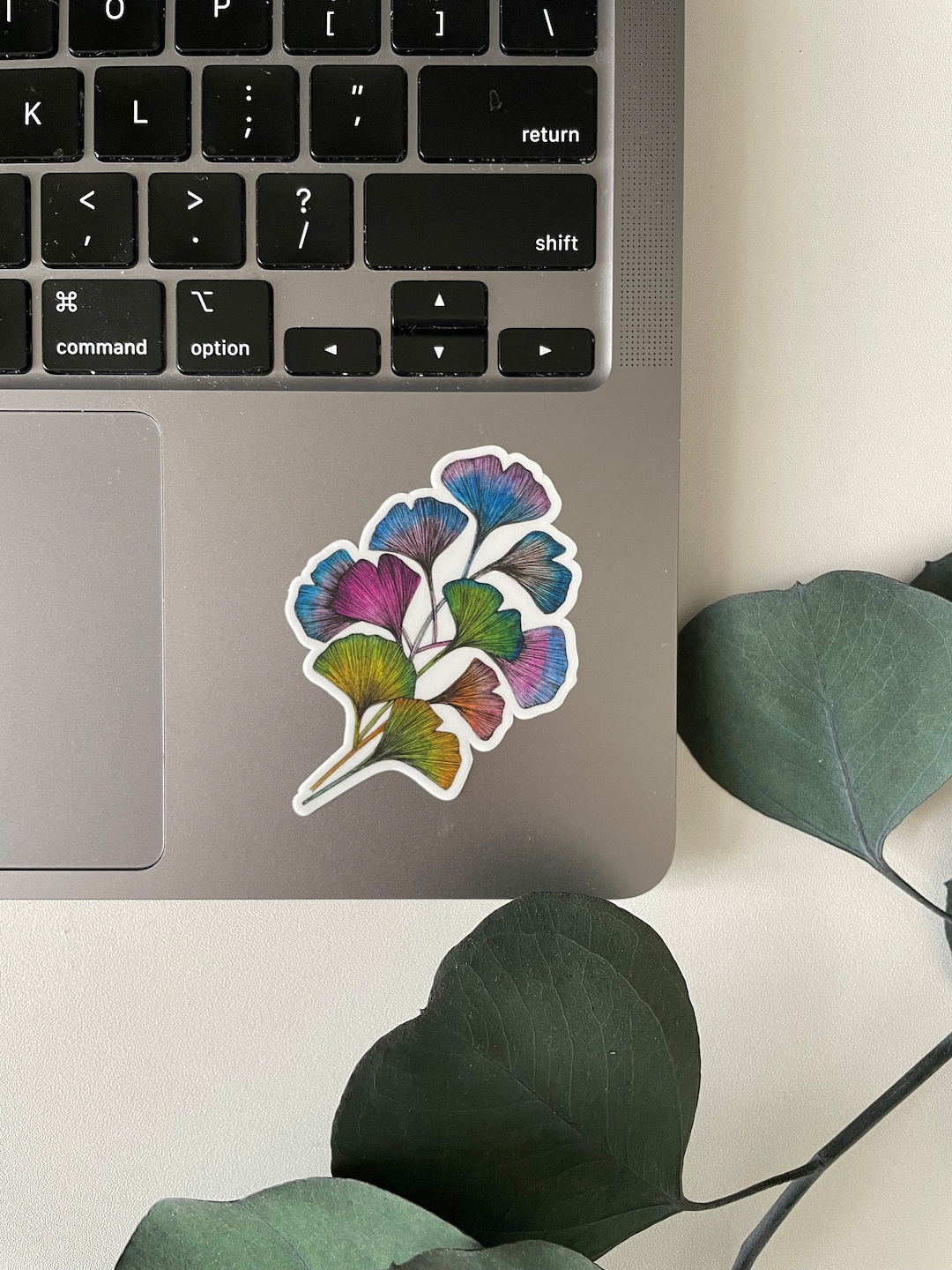 Colourful Ginkgo Leaves Plant Vinyl Waterproof Sticker Aesthetic ...