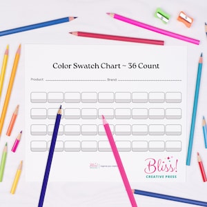 Blank Color Swatch Chart | 36 Colors | Portrait + Landscape | A4 + US ...