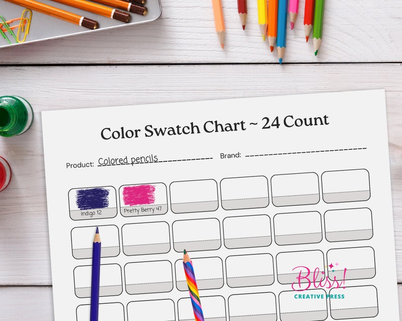 Blank Color Swatch Chart | 24 Colors | Portrait + Landscape | A4 + US ...