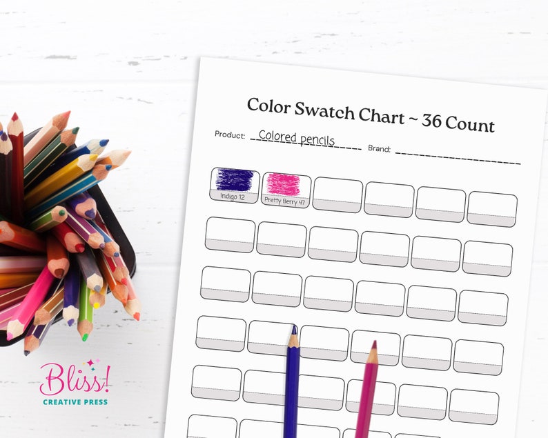 Blank Color Swatch Chart | 36 Colors | Portrait + Landscape | A4 + US ...