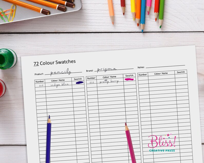 A4 Blank Colour Swatch Chart 72 Colours A4 Portrait - Etsy
