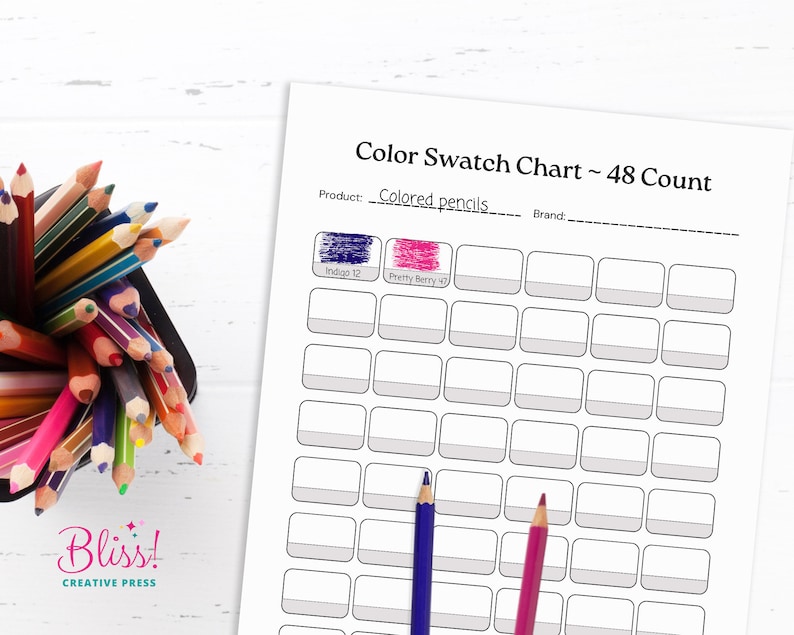Blank Color Swatch Chart | 48 Colors | Portrait + Landscape | A4 + US ...