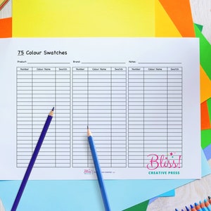 A4 Blank Colour Swatch Chart | 75 Colours | A4 Portrait + Landscape ...