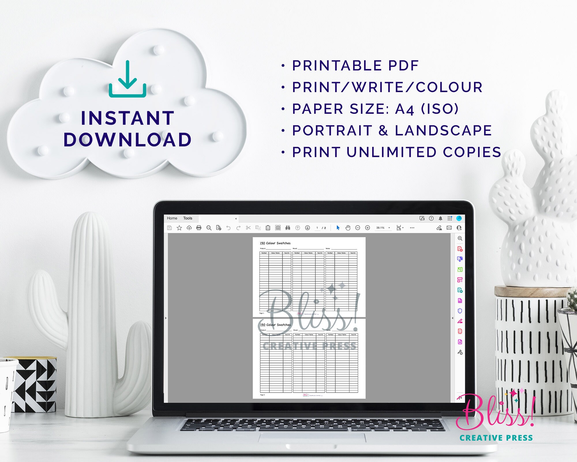 A4 Blank Colour Swatch Chart | 150 Colours | A4 Portrait + Landscape ...
