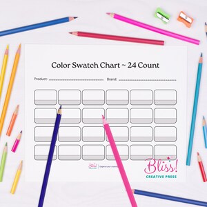 Blank Color Swatch Chart | 24 Colors | Portrait + Landscape | A4 + US ...